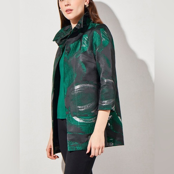 Ming Wang | Jackets & Coats | Ming Wang Paint Stroke Ruffle Collar ...